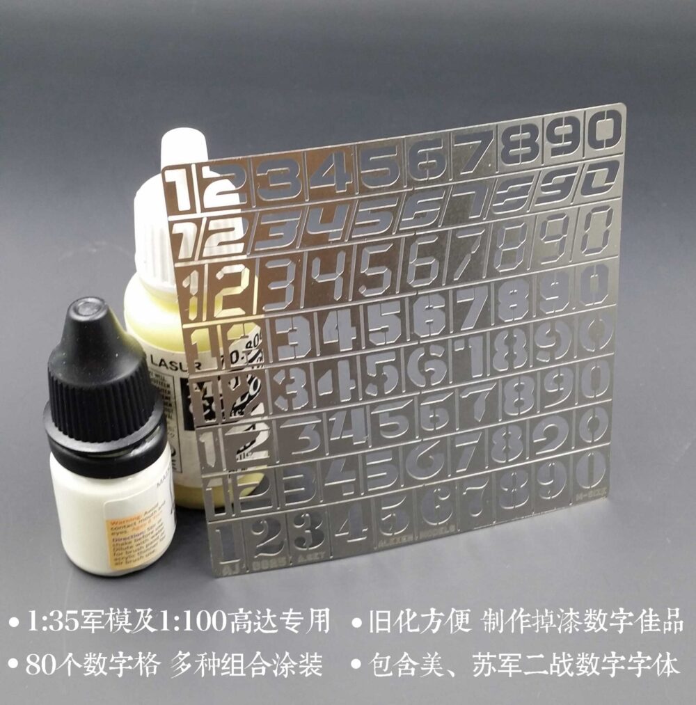 Alexen Model AJ0025 Military & Gundam Number Airbrush Template 1